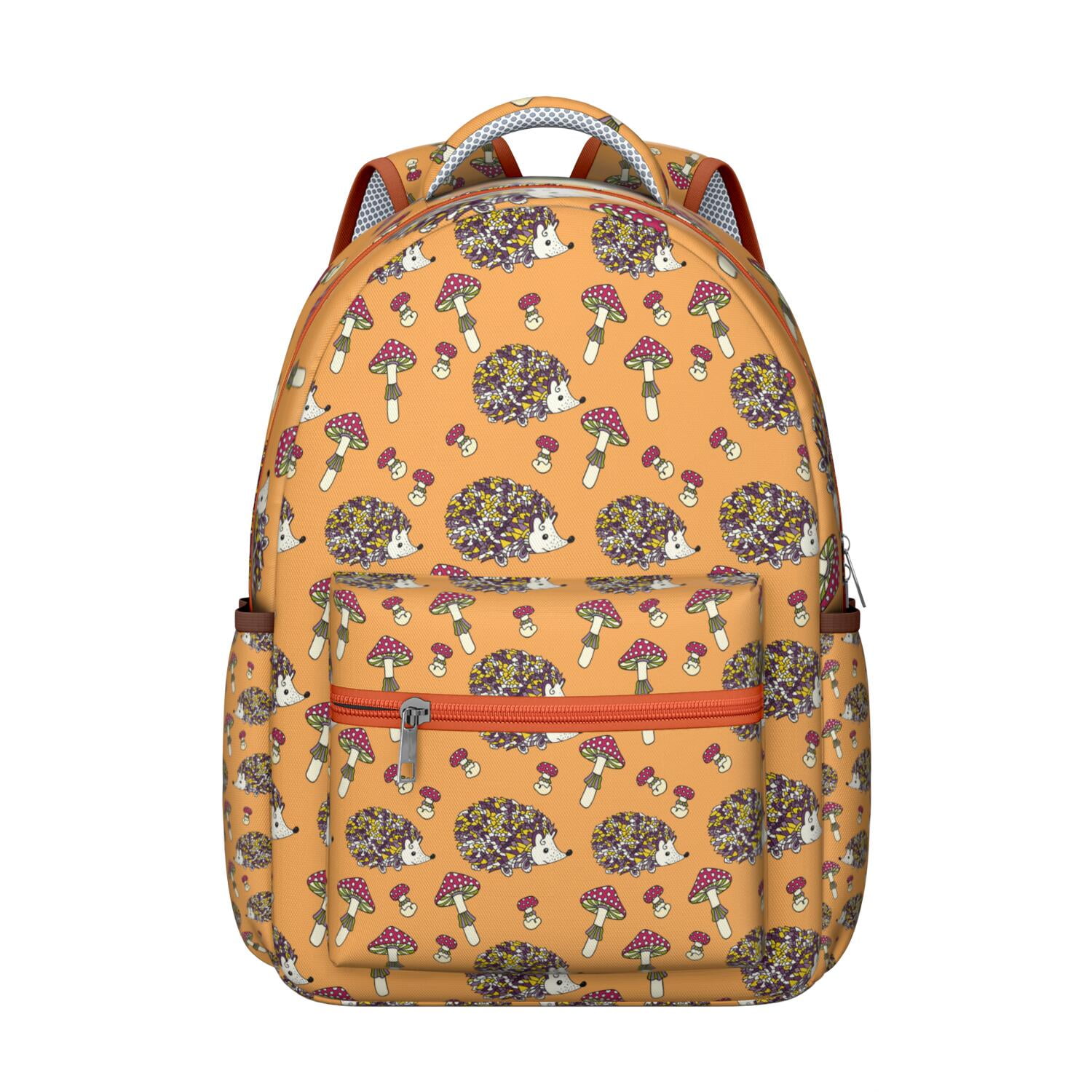 Badger & Floral Print Backpack - Waterproof Durable Bookbag for School ...