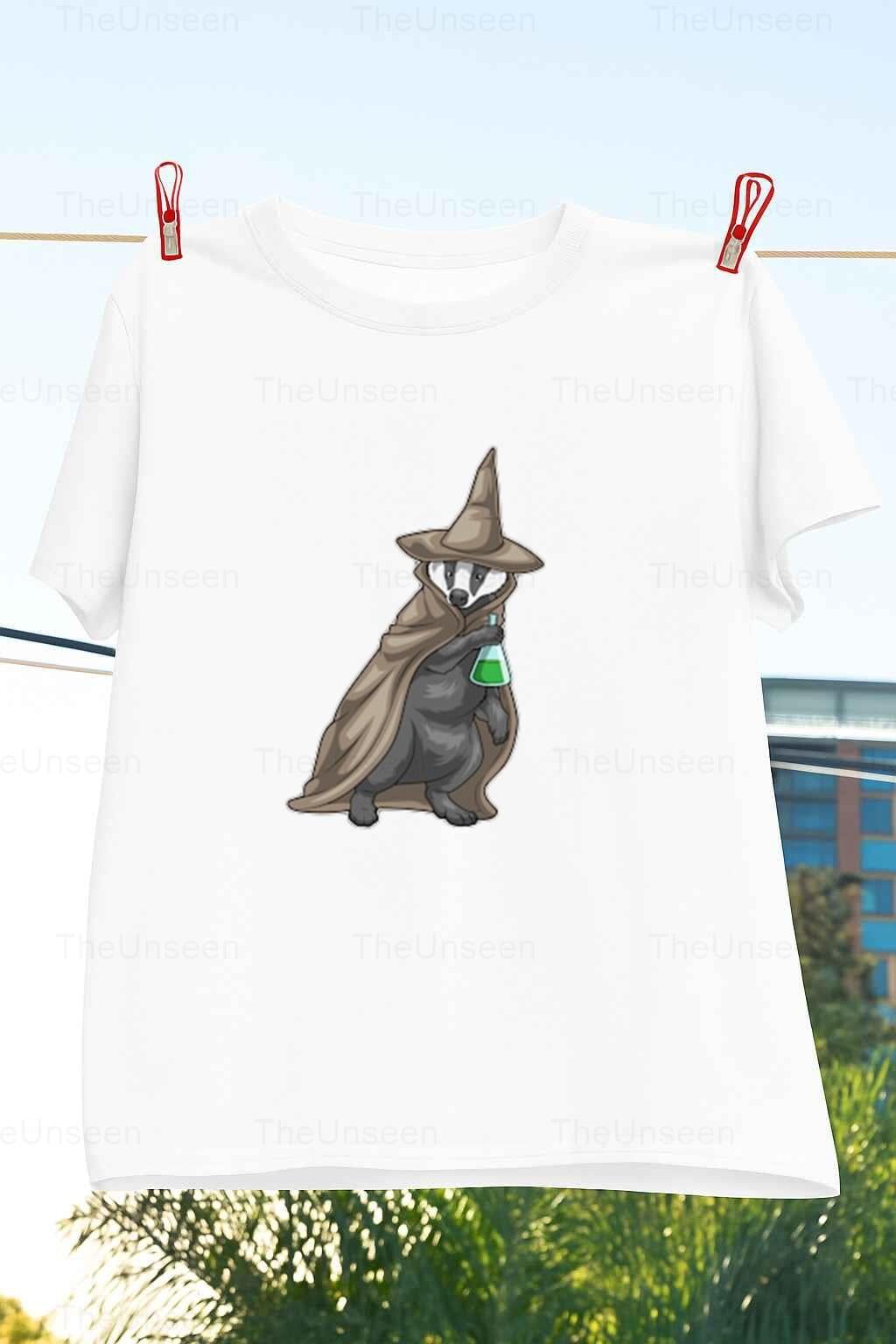 Badger Halloween Witch Funny Animal Spooky Costume Unisex T-Shirt up to ...