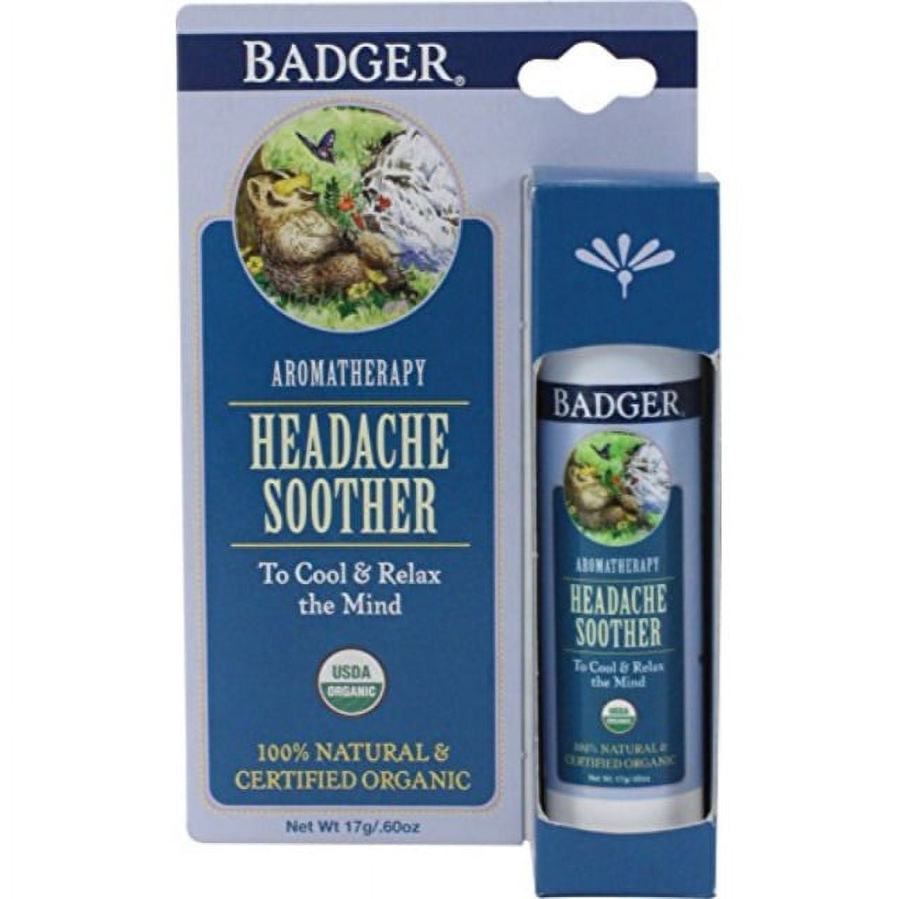 Badger Headache Soother Stick, Peppermint Lavender, Menthol Crystals, 0 ...