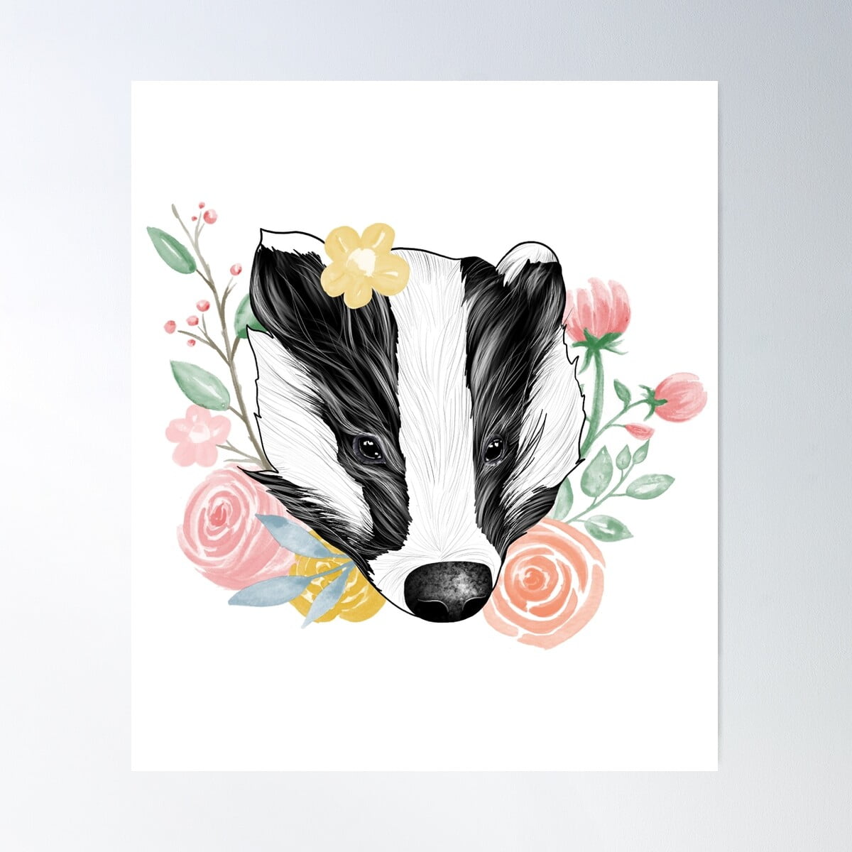 Badger Illustration, Cute Badger, Groovy Badger Art Poster Wall Art ...