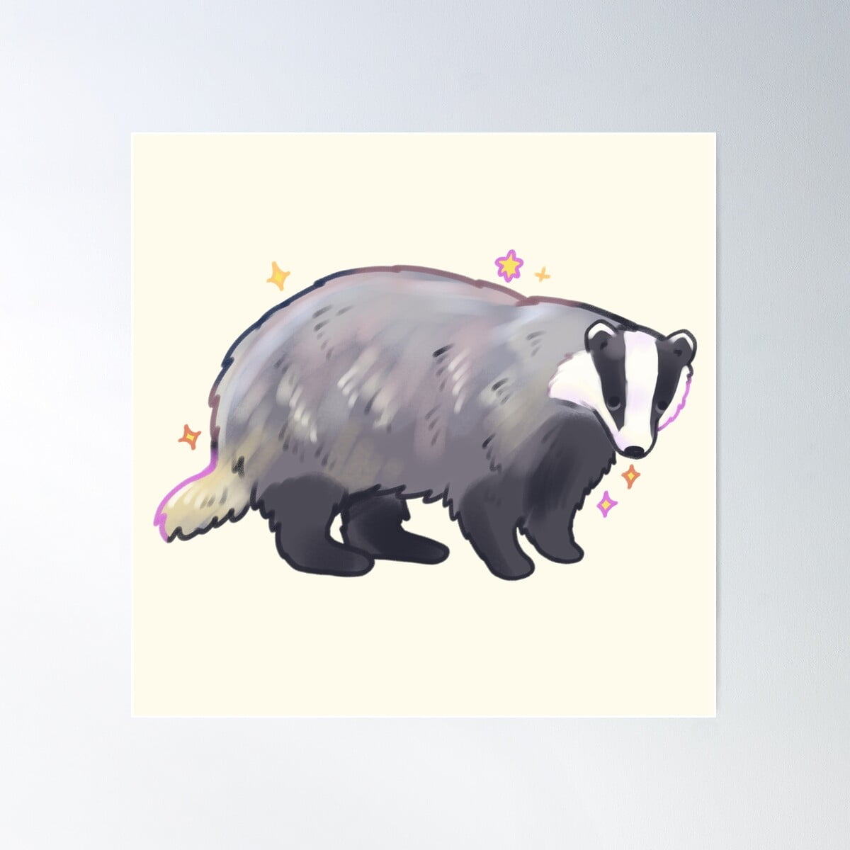 Badger Illustration Poster Wall Art, Modern Wall Decor For Living Room ...