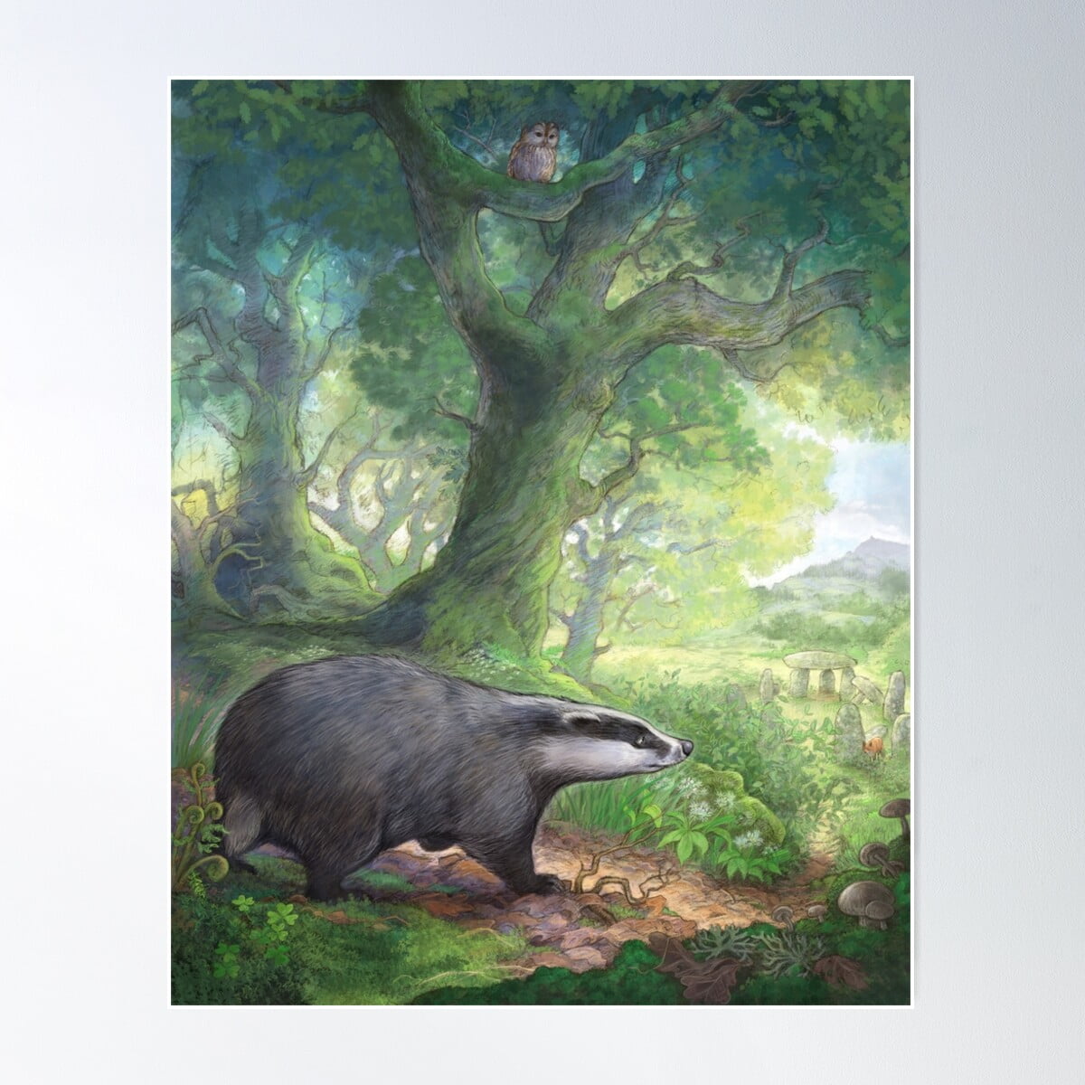Badger In The Woods Poster Wall Art, Modern Wall Decor For Living Room ...