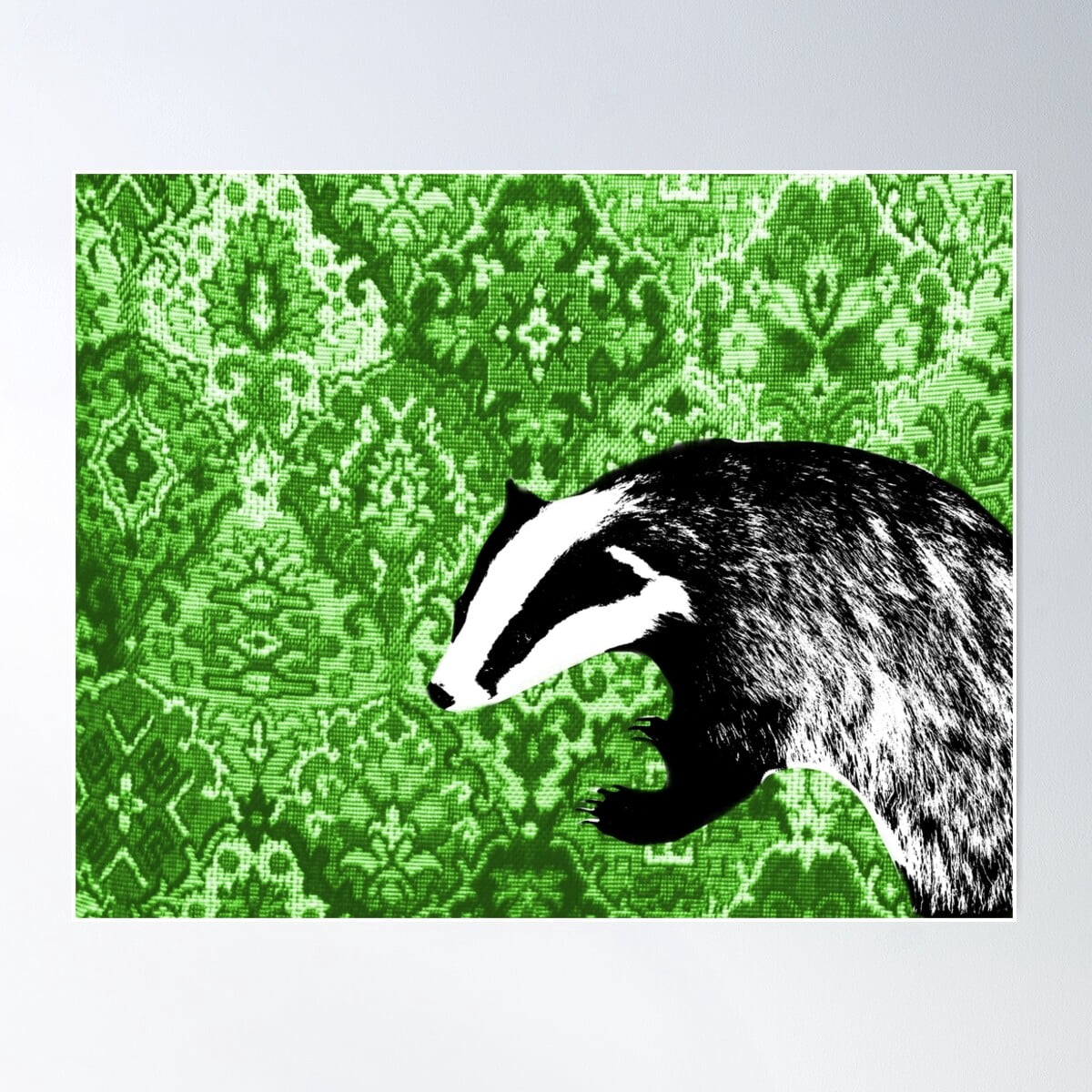 Badger On Green Tapestry Poster Wall Art, Modern Wall Decor For Living ...