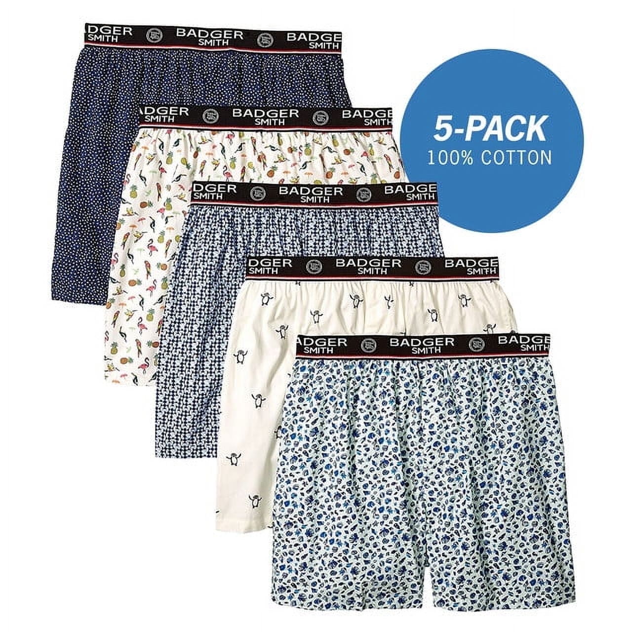 Badger Smith - Men's Boxer Shorts, Comfortable Cotton Boxers, 100% ...