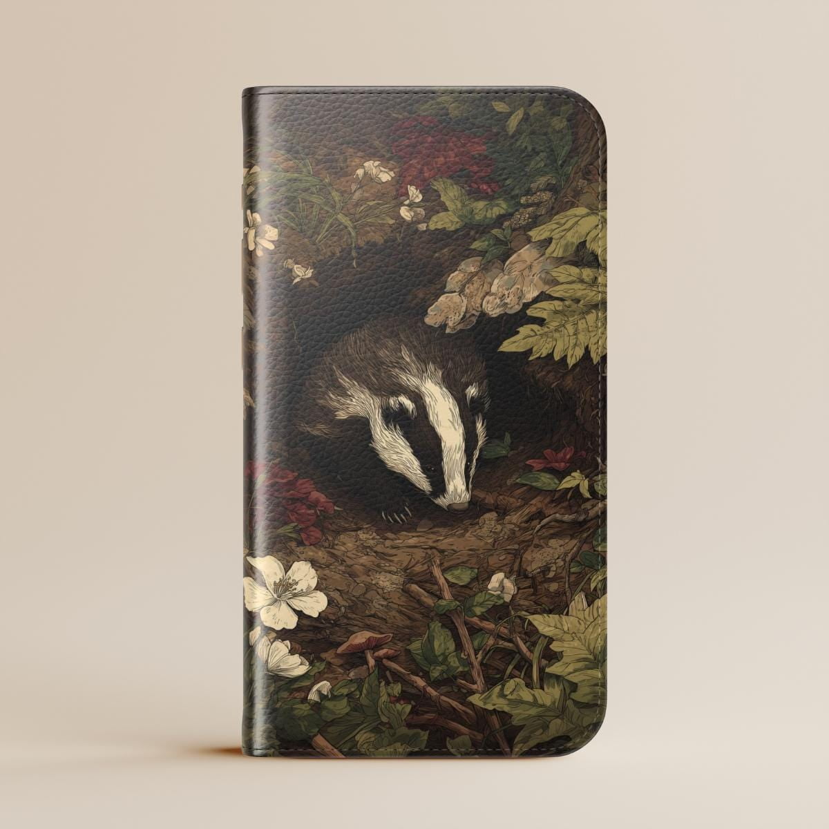 Badger Wallet Phone Case Nature Woodland Illustration Art for iPhone 17 ...