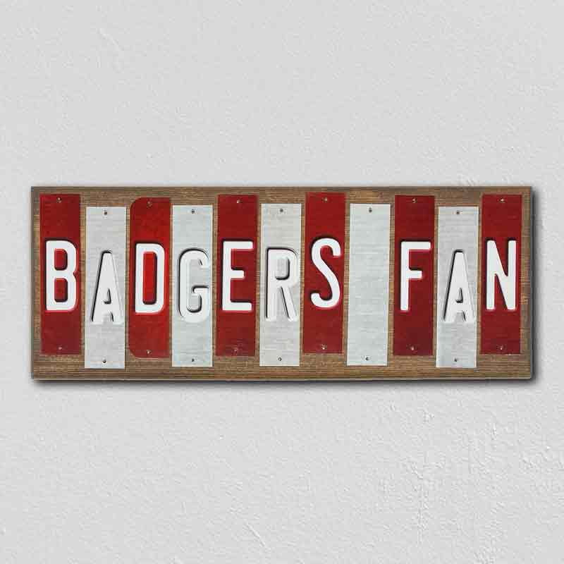 Badgers Fan Team Colors College Fun Strips Novelty Wood Sign WS-921 8 ...
