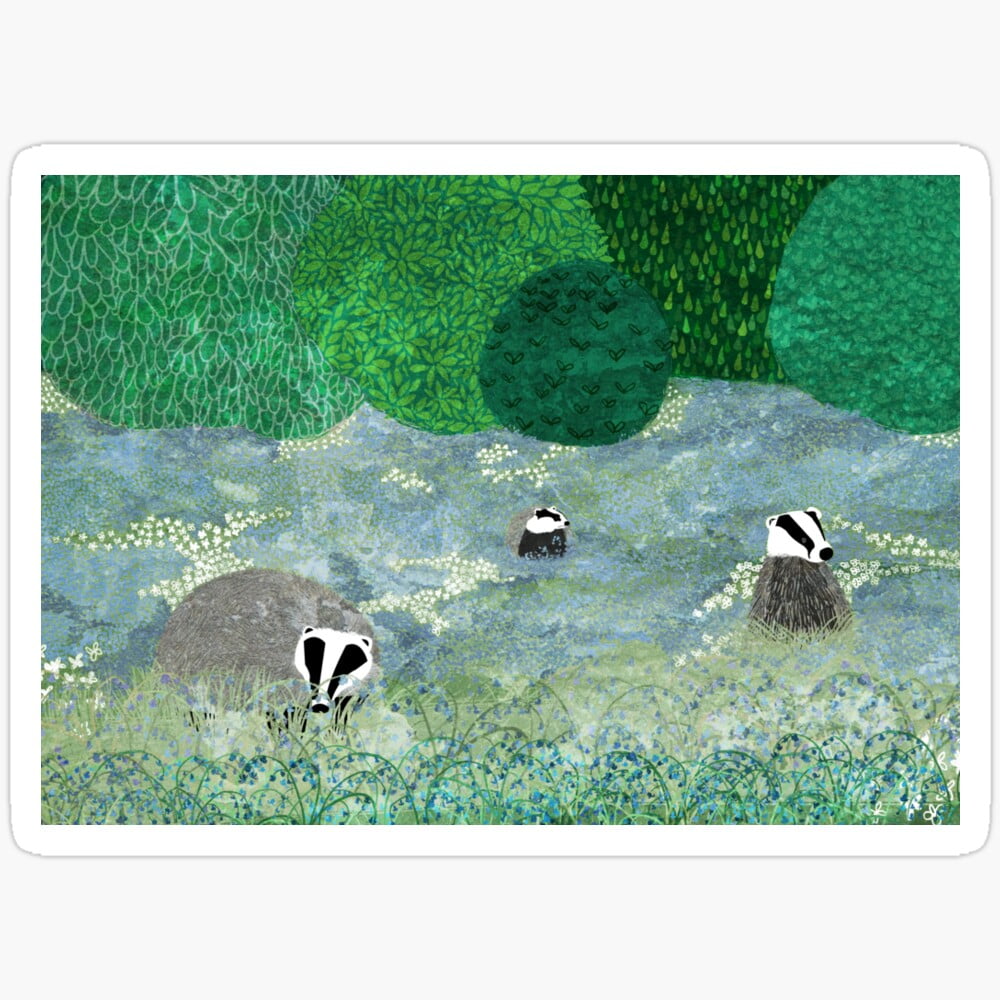 Badgers In The Bluebells 2 Sticker Phone Decal Water Bottle Stickers ...