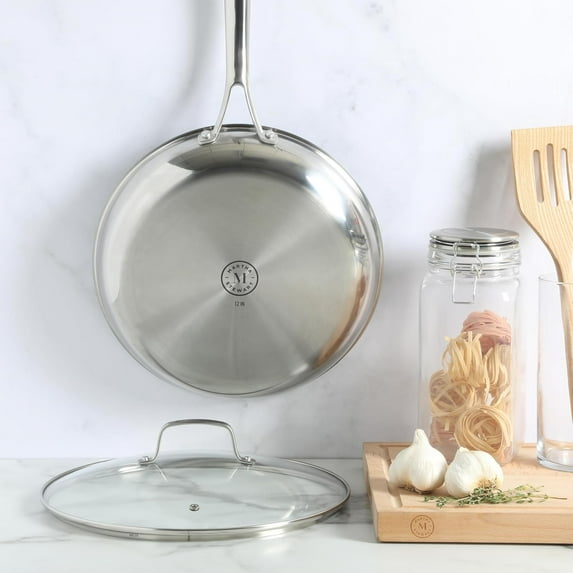 Badgley Hybrid Nonstick 12 Inch TriPly Stainless Steel Large Fry Pan ...