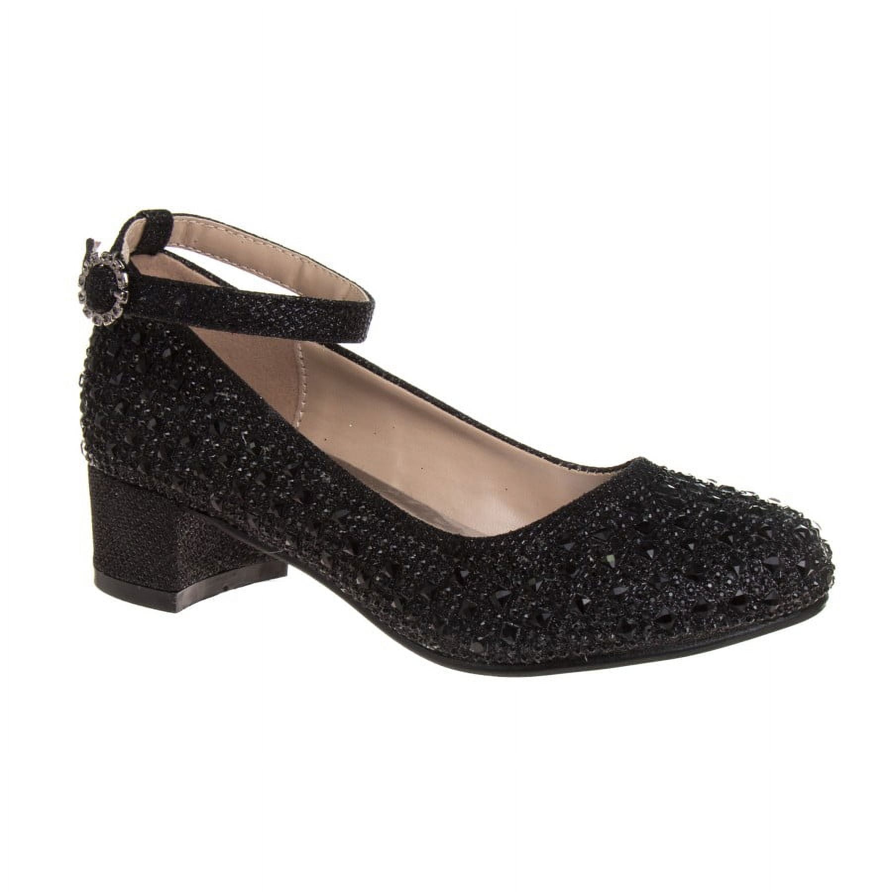 Badgley Mischka Girls Block Heel Dress Shoes - Black , Size: 3 ...