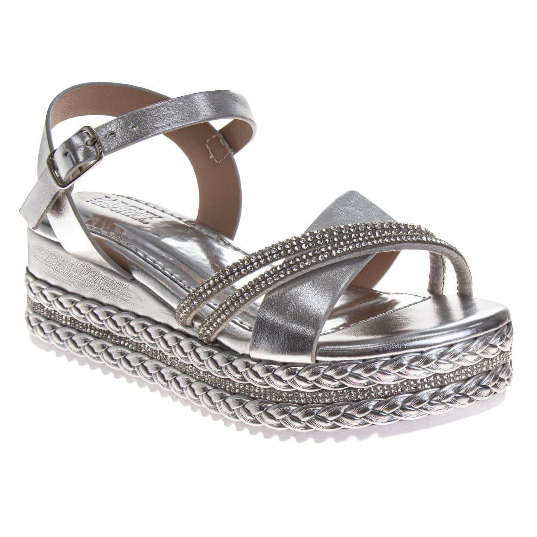 Badgley Mischka Girls' Dress Sandals. (Little Kids/Big Kids) - Silver ...