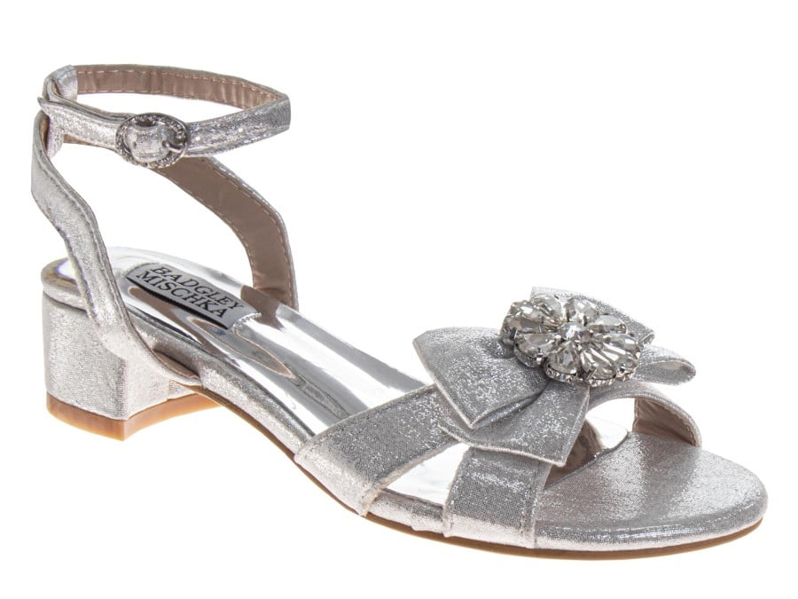 Badgley Mischka Girls' Dress Sandals. (Little Kids/Big Kids) - Silver ...