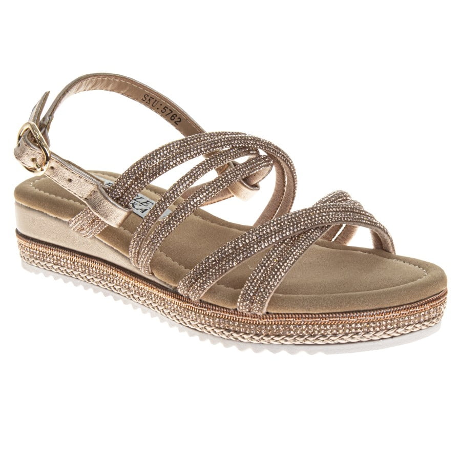 Badgley Mischka Girls' Wedge Sandals. (Little Kids/Big Kids) - Gold, 3 ...
