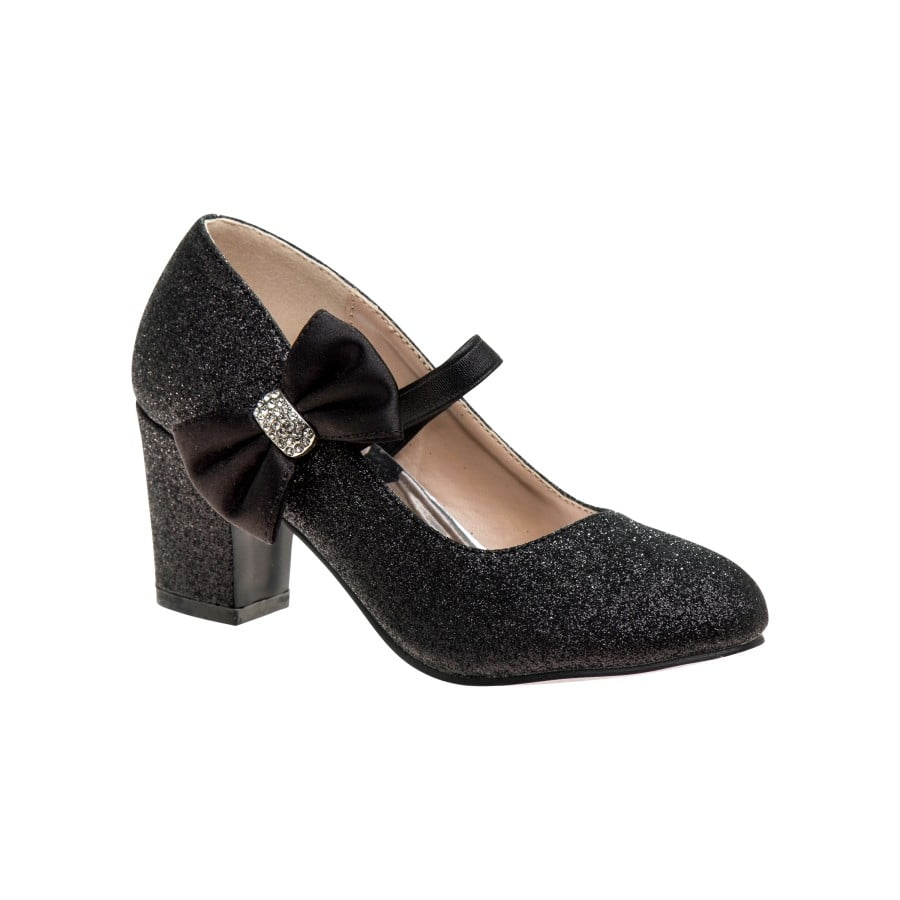 Badgley Mischka Little Kids Girls Block Medium Heel Dress Shoes - Black ...