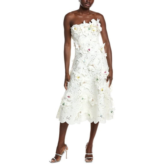 Badgley Mischka womens Scuba Applique Midi Dress, 2, White - Walmart.com