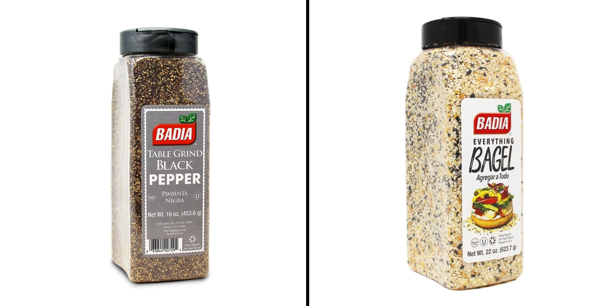 Badia Black Pepper Table Grind, 16 oz & Badia Everything Bagel ...