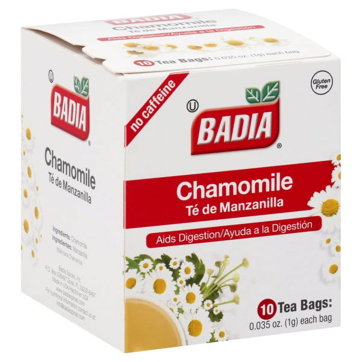 Badia Chamomile Tea Caffeine-Free Bag -Aids Digestion Box of 10 Tea ...