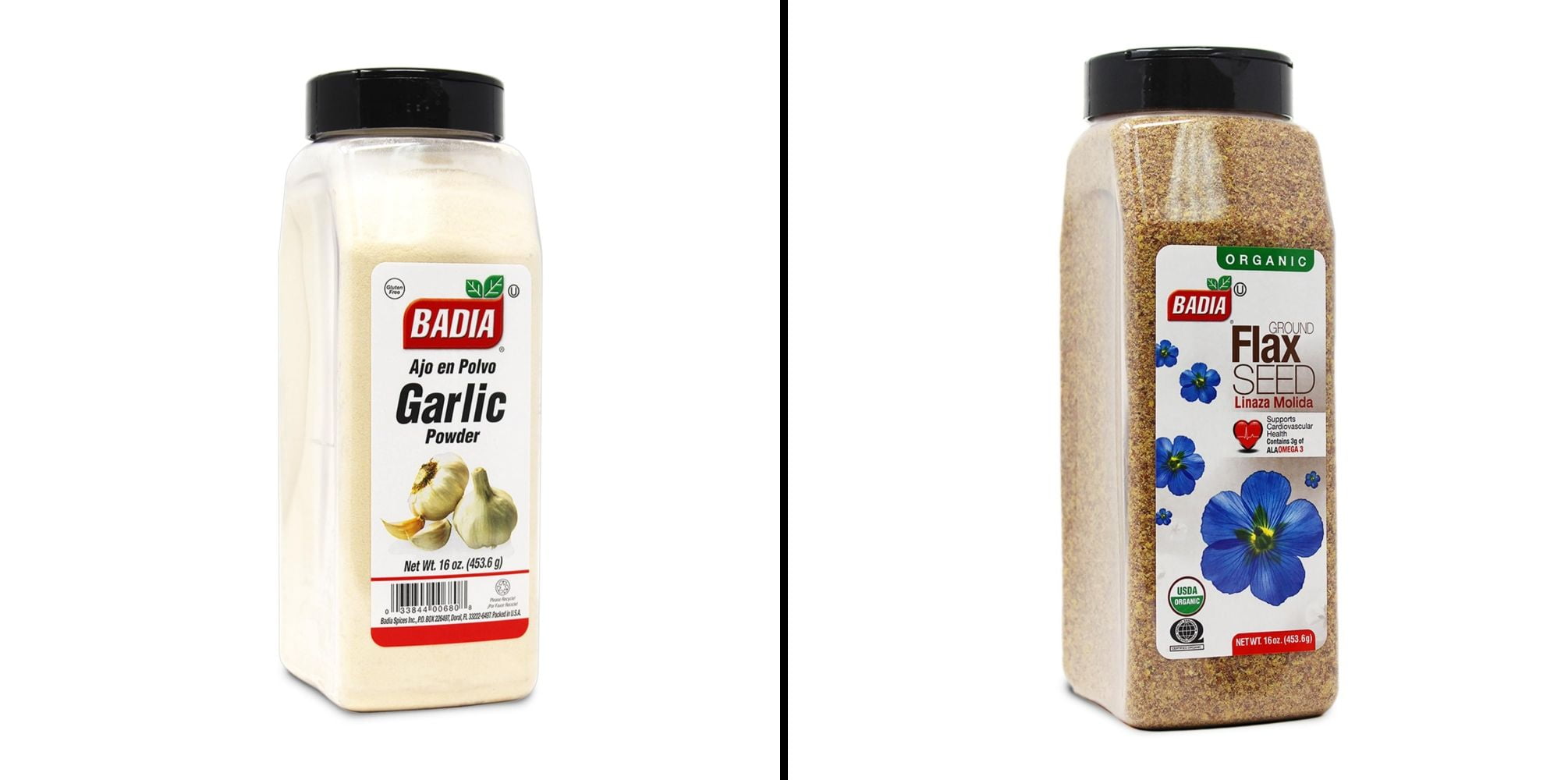 Badia Garlic Powder, 16 oz & Badia Organic Ground Flax Seed, 16 oz ...