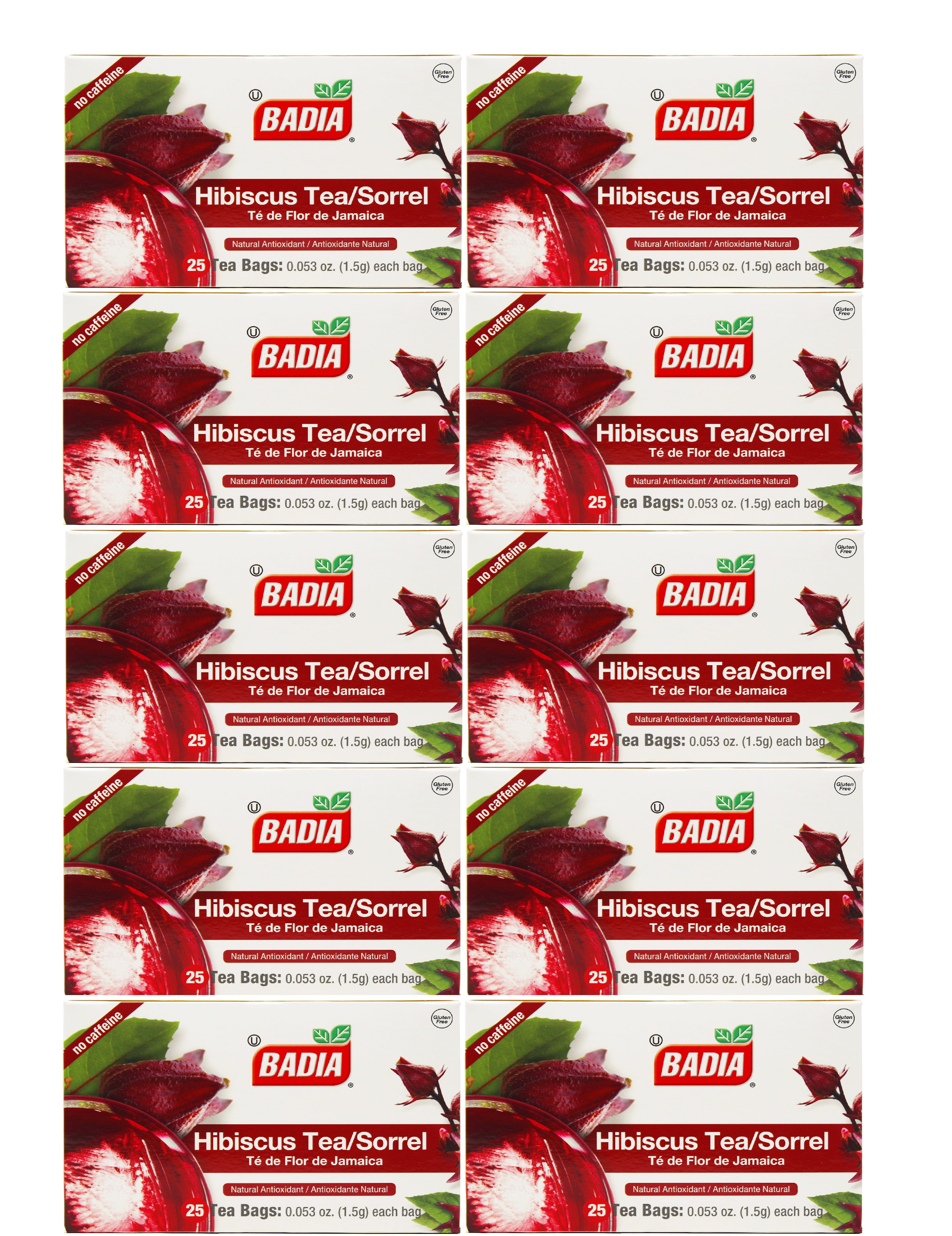 Badia Hibiscus Tea Bags Box Of 25 Bags (Pack of 10) - Walmart.com