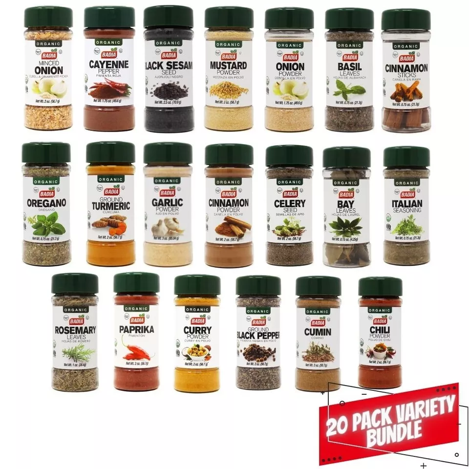 Badia Organic Spices and Seasonings Assorted Variety Sampler Set-(20 ...