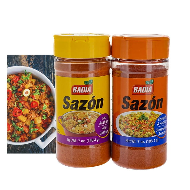 Badia Sazon w/Saffron and Sazon w/Coriander & Annatto Seasoning Bundle ...