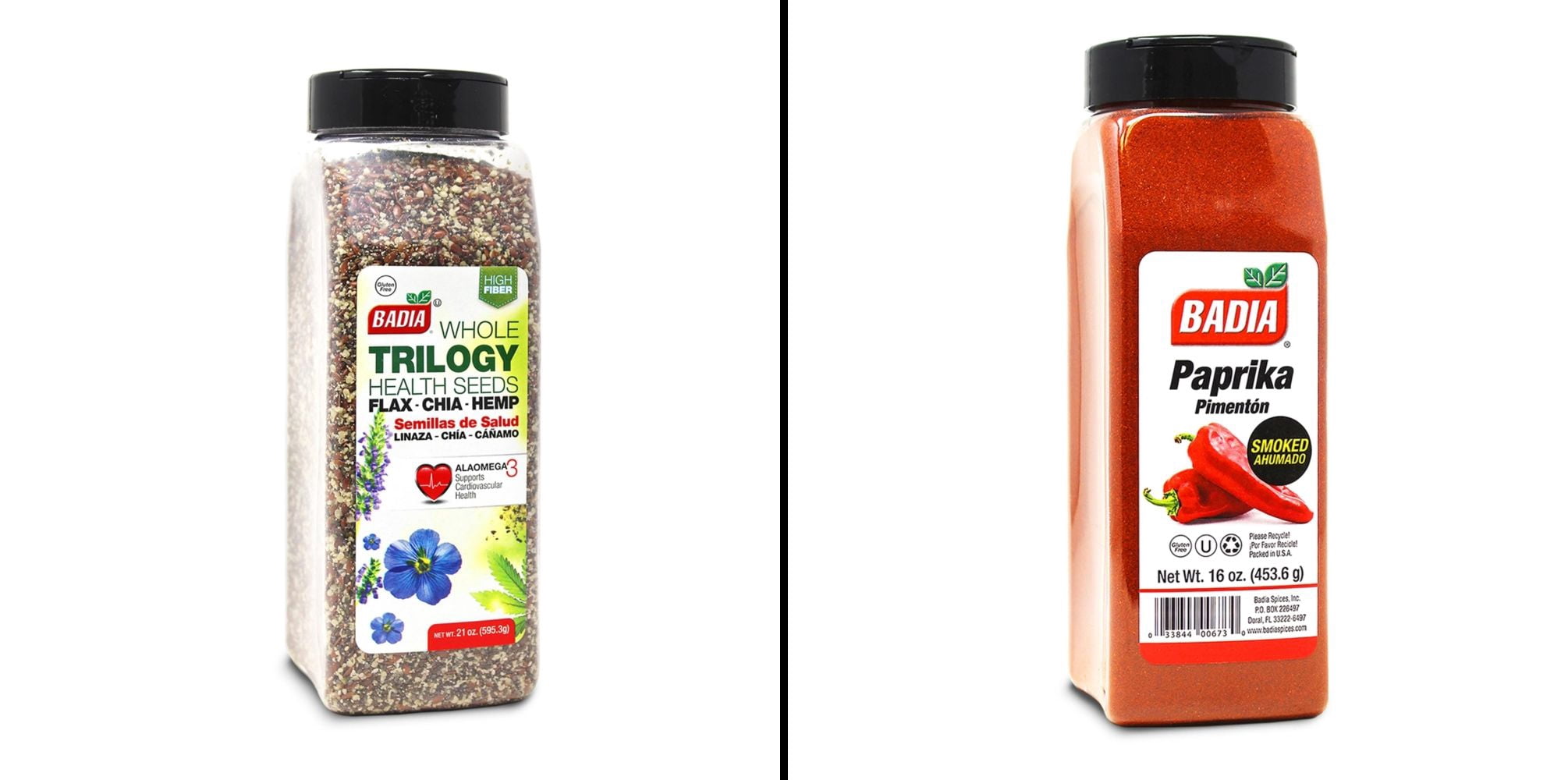 Badia Smoked Paprika, 16 oz & Badia Trilogy Health Seed, Flax 21 oz ...