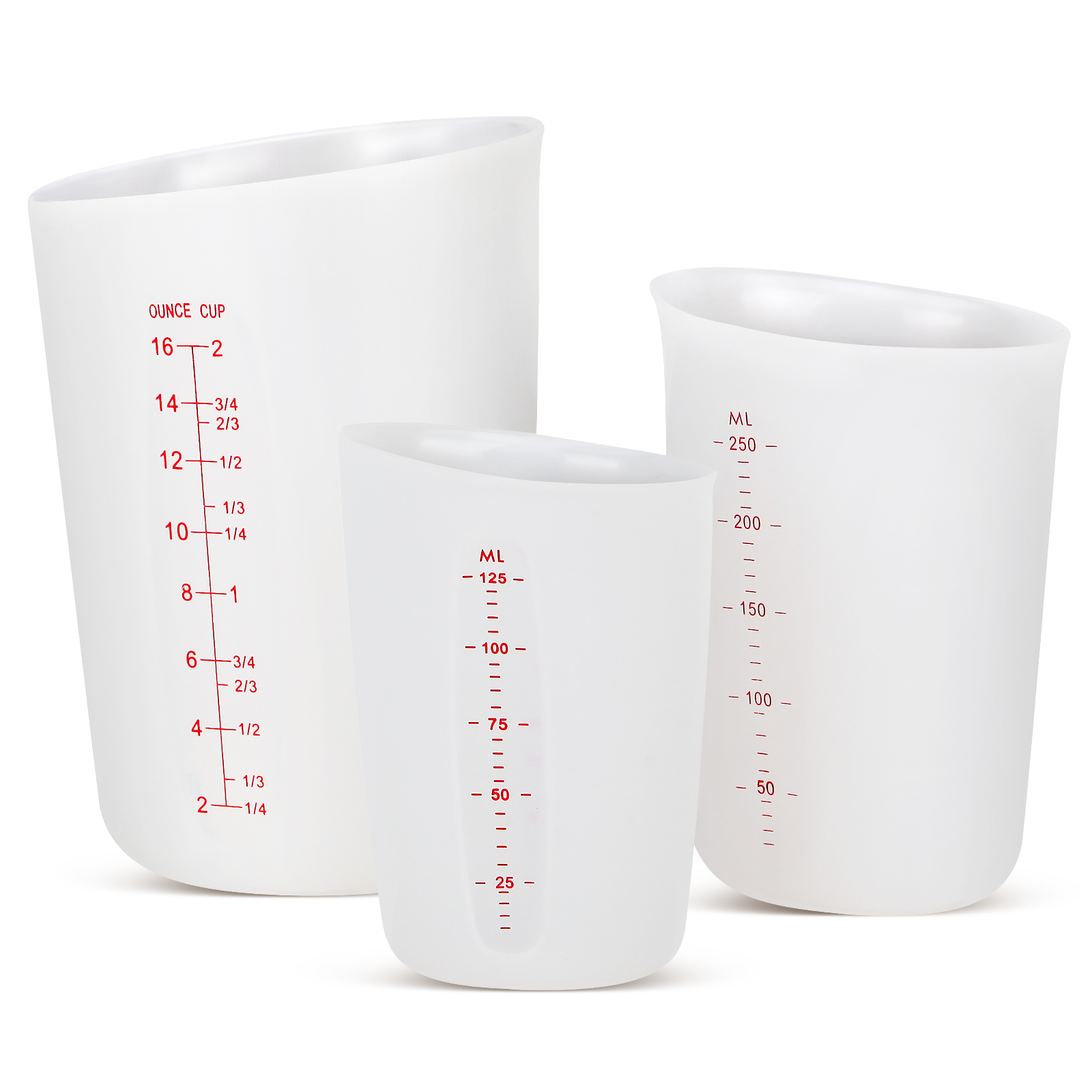 NutriChef 3 Pieces Heat Resistant Borosilicate Glass Measuring Cups W ...