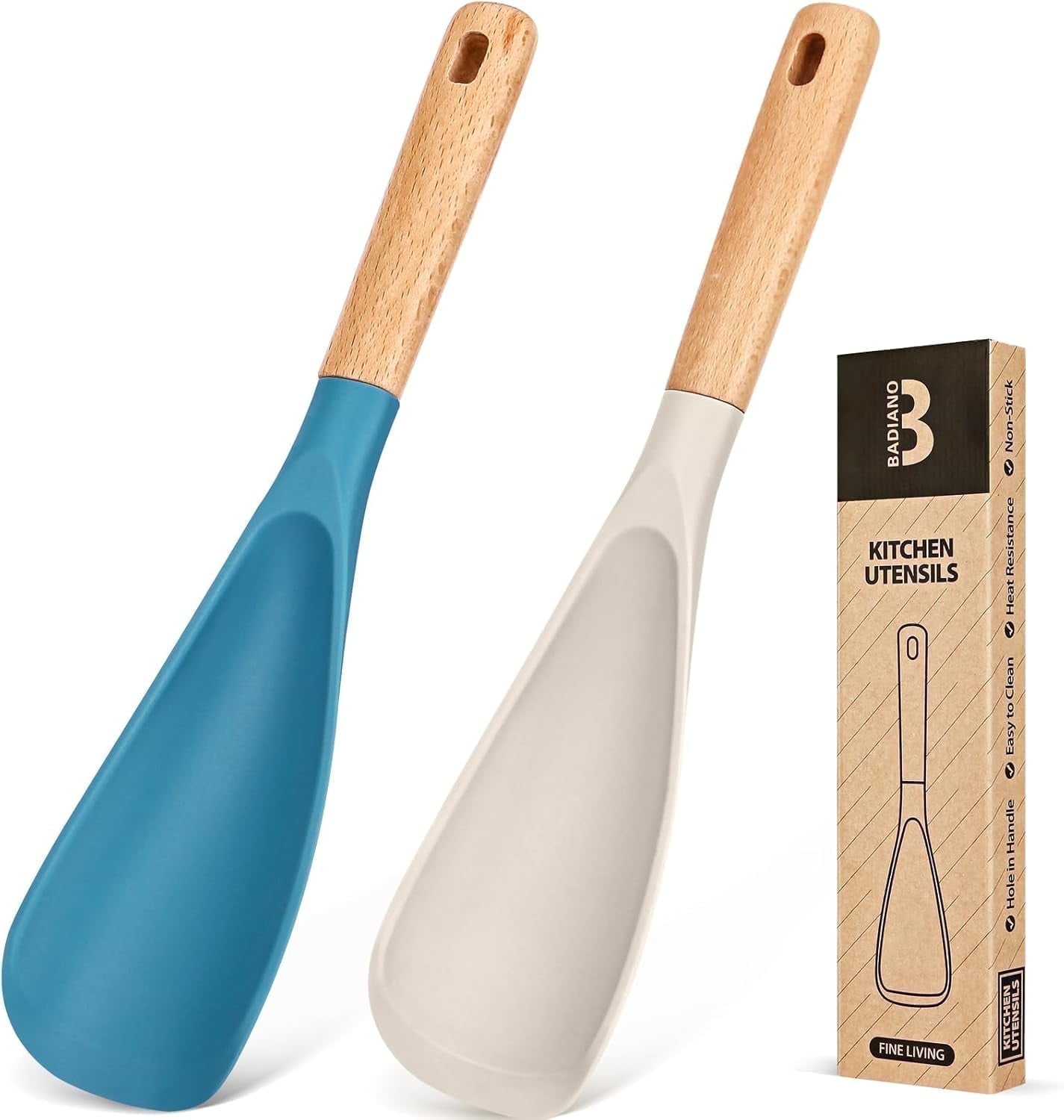 Badiano Silicone Cooking Spoon Set 2 Pcs Nonstick Kitchen Spatulas for ...