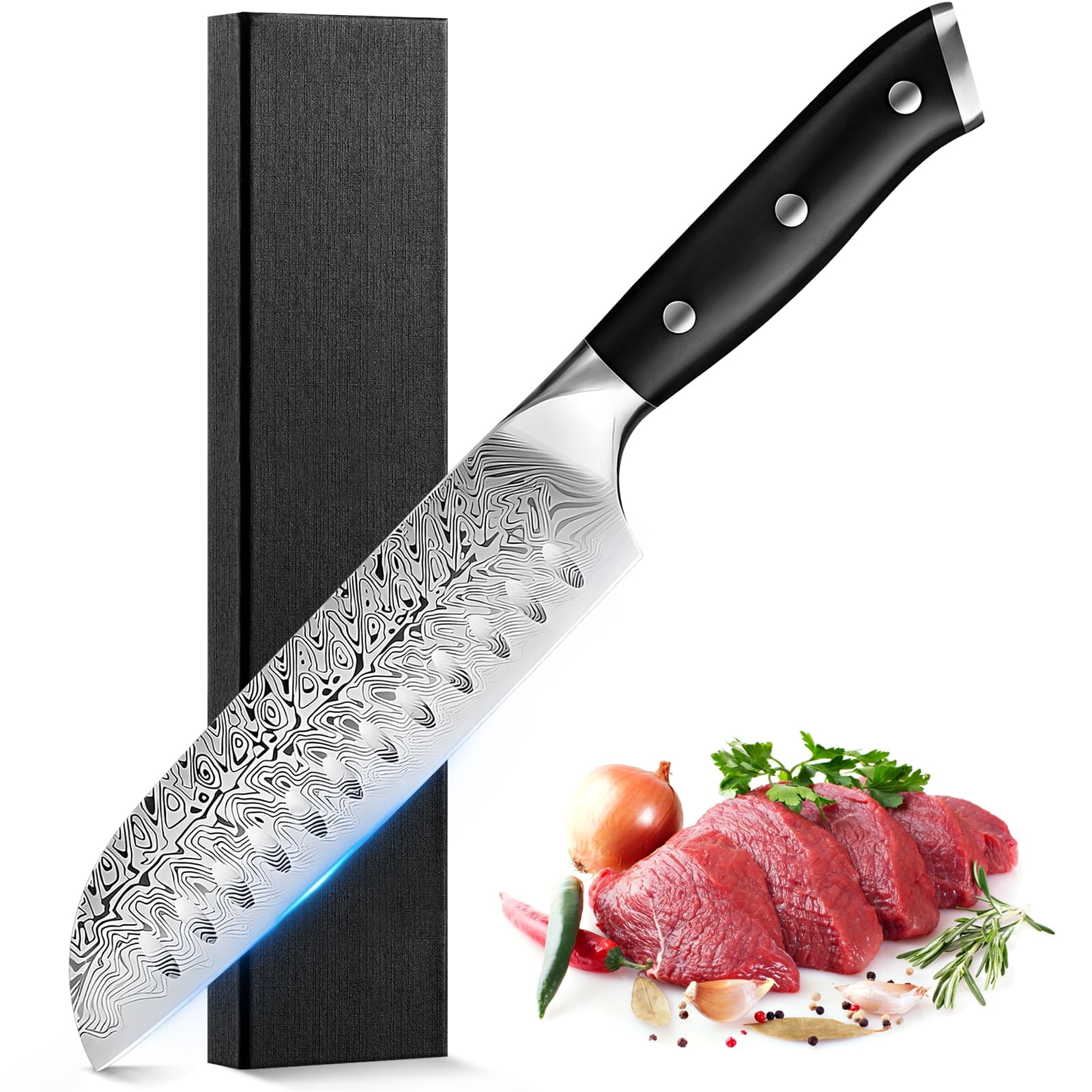 Badiano Professional 7" Santoku Knife, Razor-sharp Chef Kitchen Slicing ...