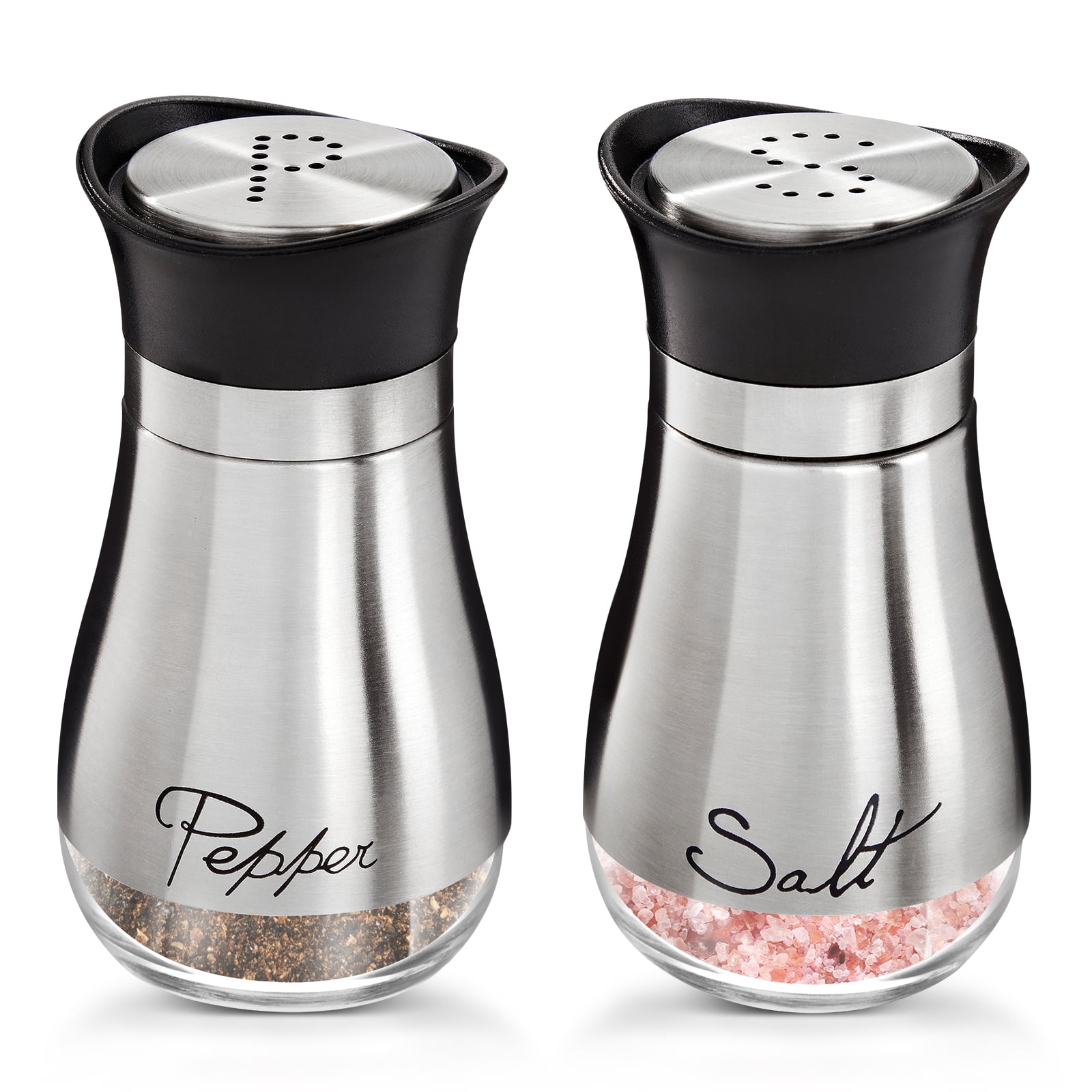 Badiano Salt and Pepper Shakers Set,2 Pack Metal Spice Dispenser,4 oz ...