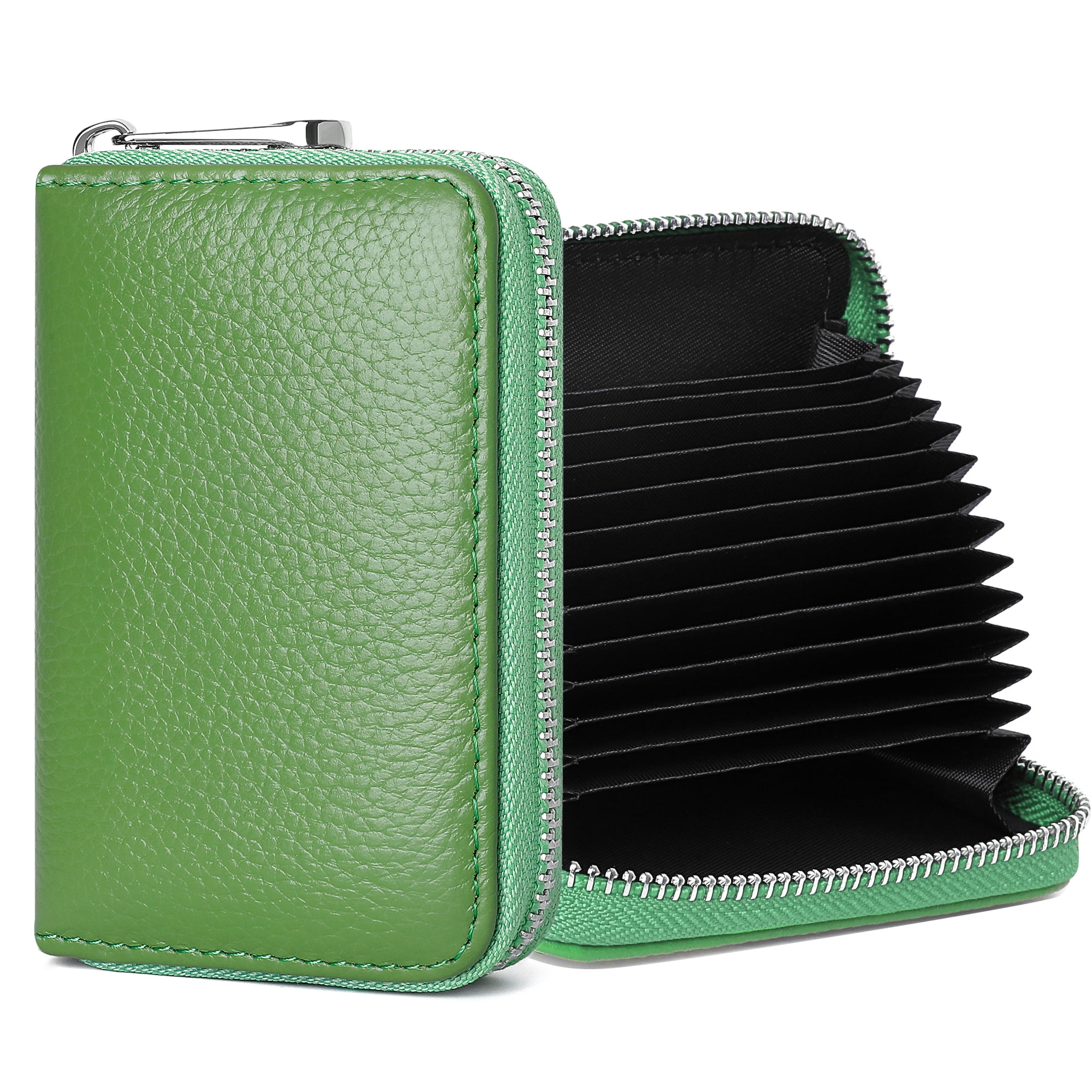 Badiya Genuine Leather Credit Card Holder RFID Small Zipper Card Case ...