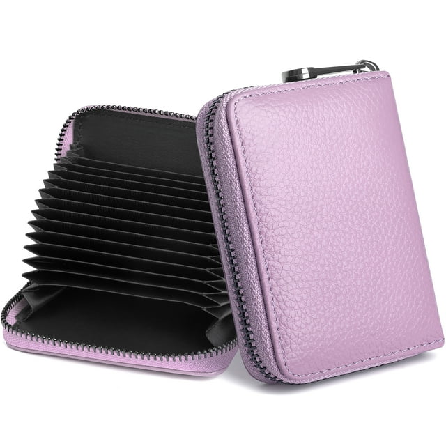 Badiya Genuine Leather Credit Card Holder For Women Rfid Blocking Small