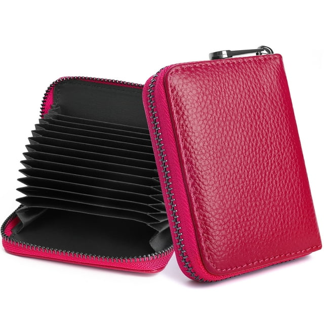 Badiya Genuine Leather Credit Card Holder For Women Rfid Blocking Small