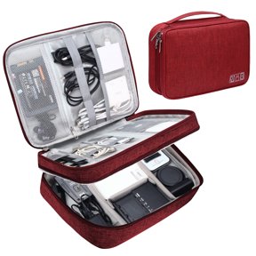YXRIJDJ Double Layers Travel Cable Organizer Bag Portable Gray ...