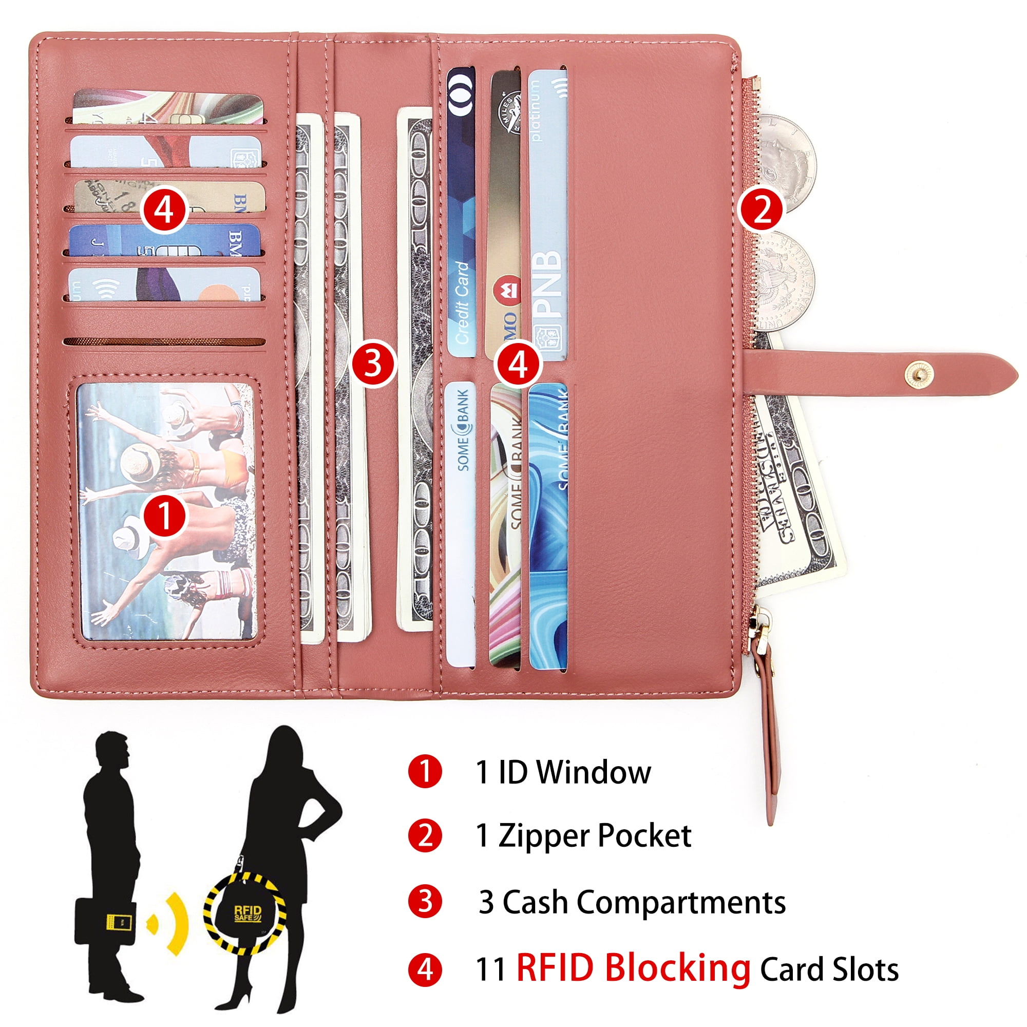 Badiya Ultra Slim Wallet Credit Card Holder Thin Bifold Clutch Wallets ...