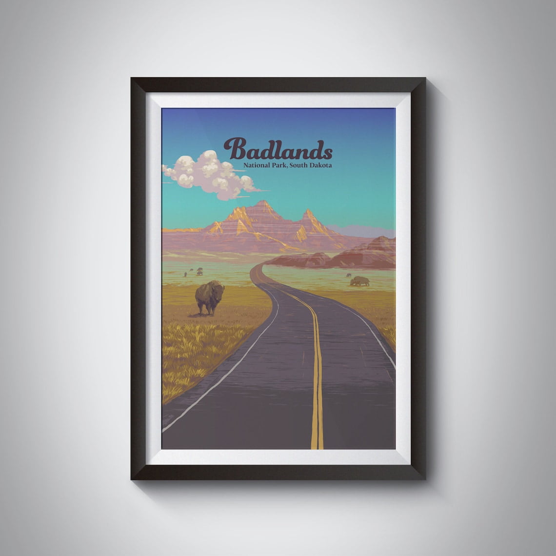 Badlands National Park Poster, South Dakota Usa Travel Print, Vintage ...