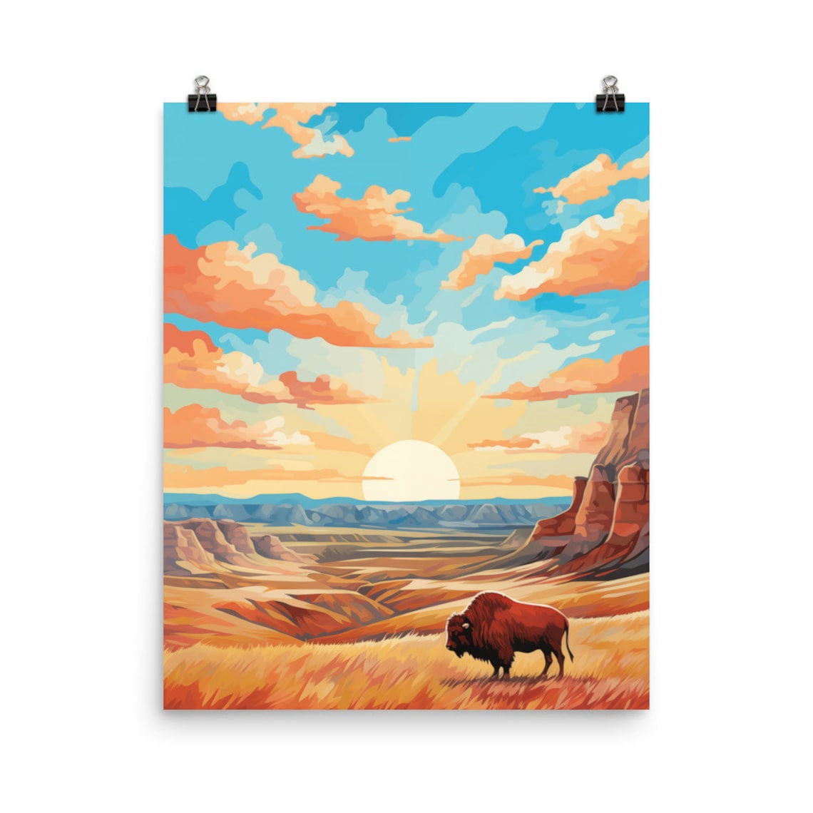 Badlands National Park Print, South Dakota Bison Wall Art, Prairie ...