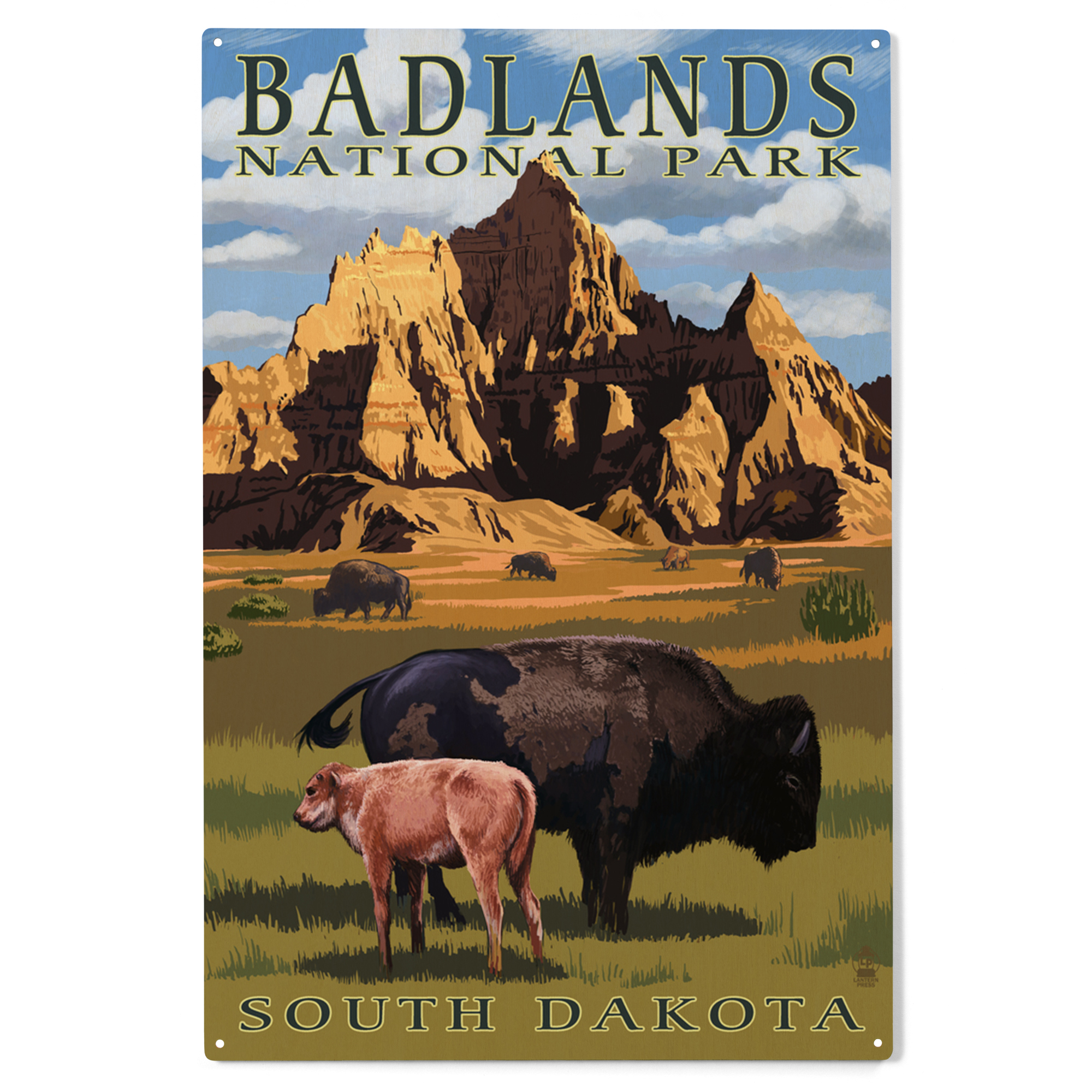 Badlands National Park, South Dakota, Bison Scene, Painterly Series ...