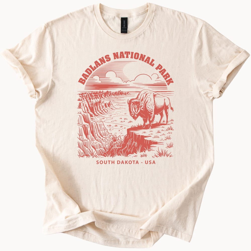Badlands National Park South Dakota Graphic T Shirt Bison Buffalo ...