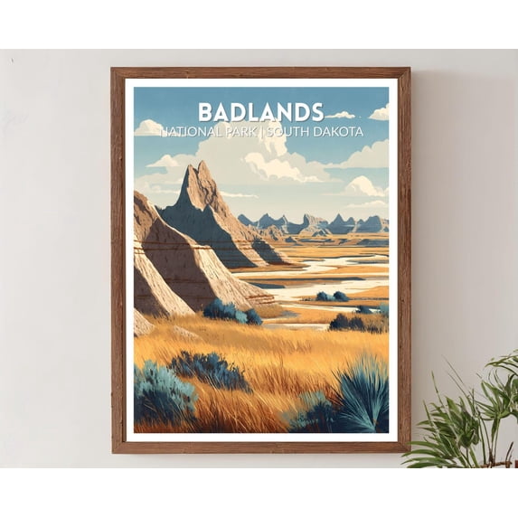 Badlands National Park South Dakota Retro Travel Mid Century Modern ...