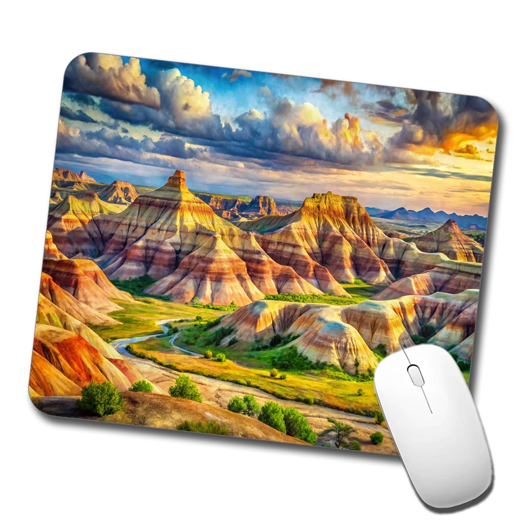 Badlands National Park South Dakota Watercolor Style Mouse Pad Low ...