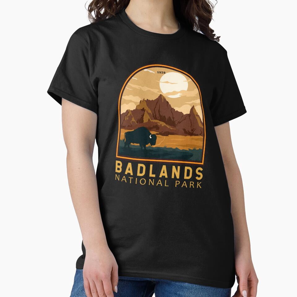 Badlands National Park Vintage Shirt, Trendy Typography Graphic Tee ...