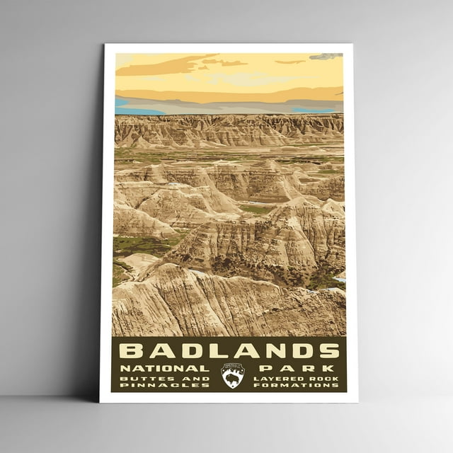 Badlands National Park Vintage Travel Poster / Postcard WPA Style Retro ...