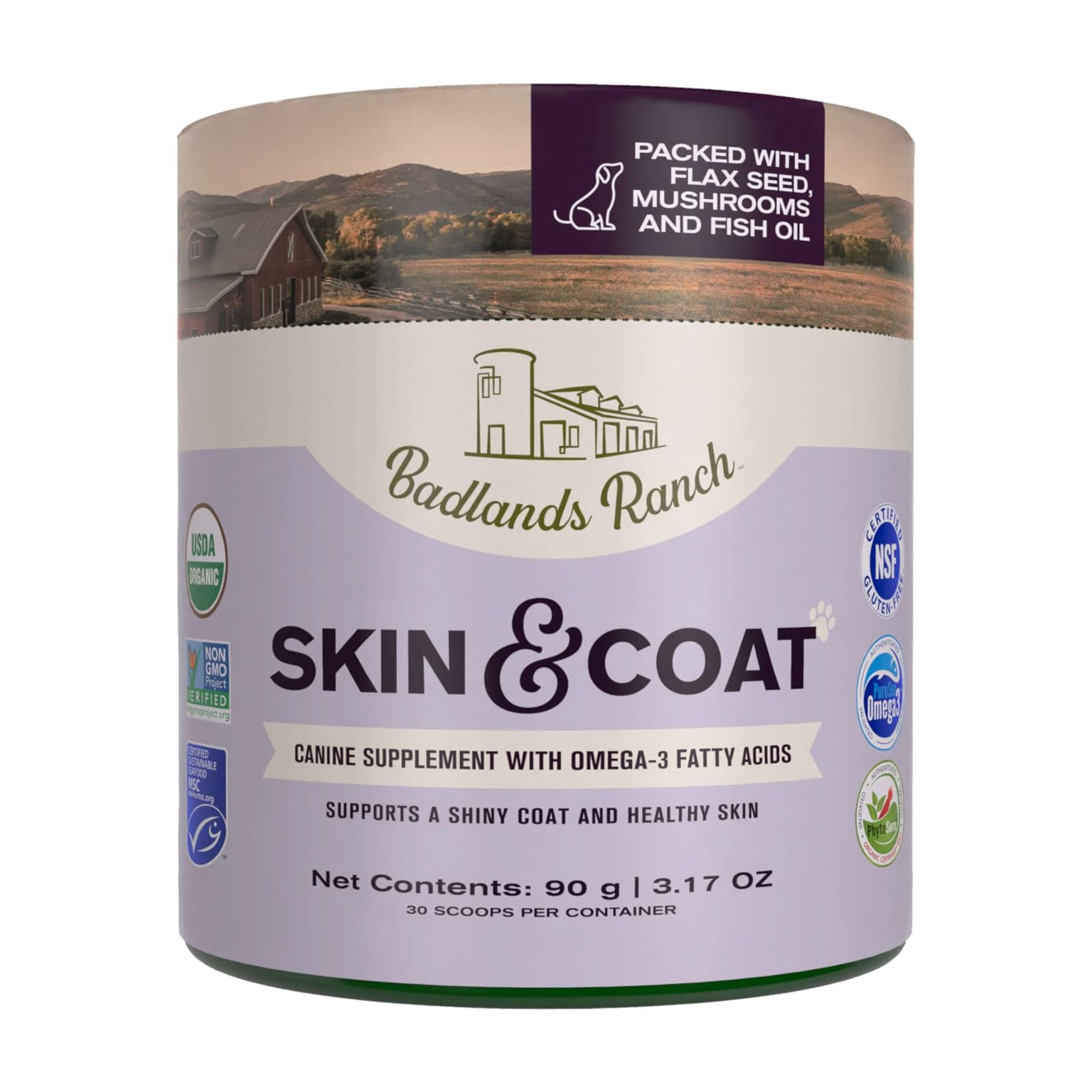 Badlands Ranch - Skin OIF8 & Coat Canine Supplement w/Omega-3 Org ...