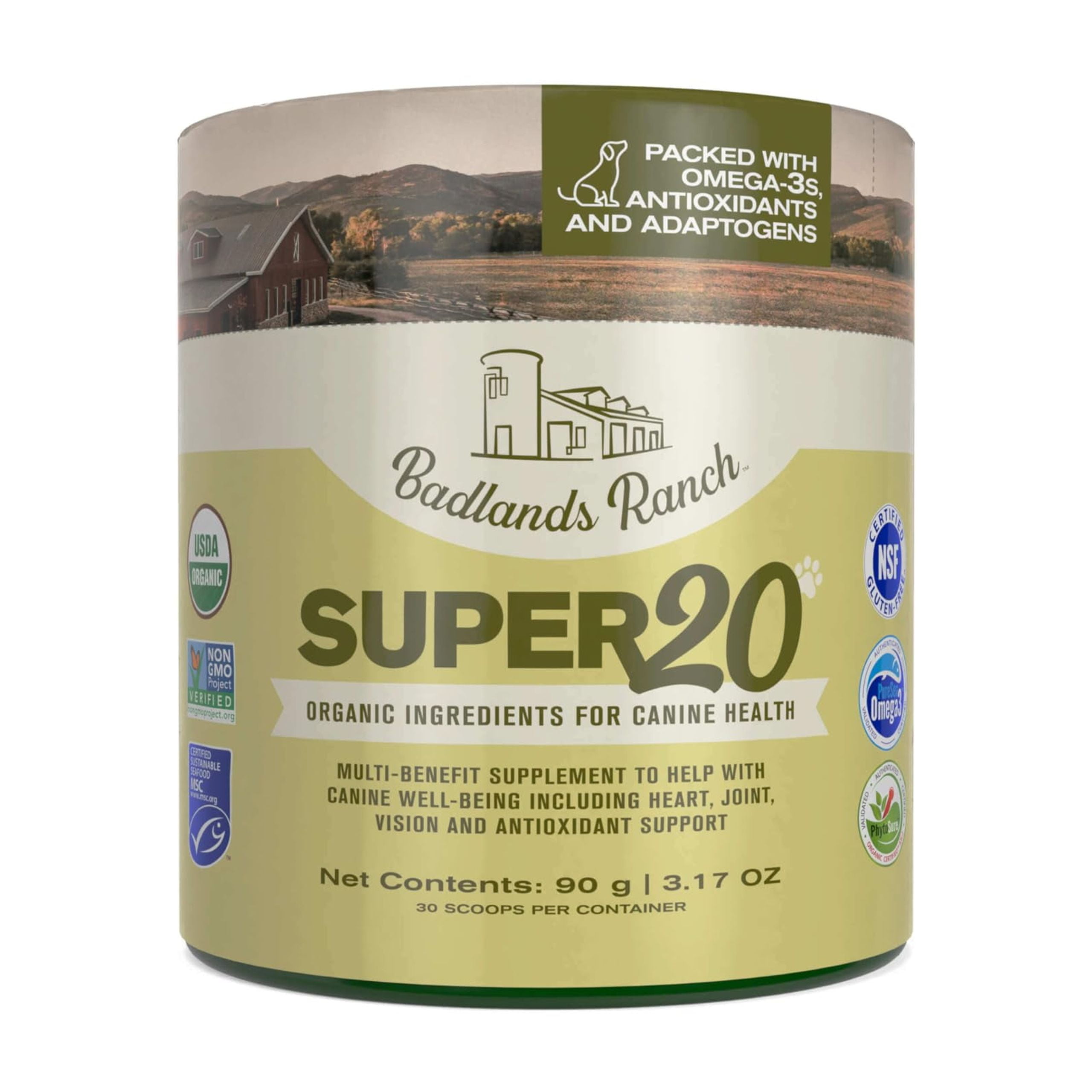 Badlands Ranch - Super20 Canine Supplement AD01 Organic Ingredients Multi-Benefit Ashwagandha ...