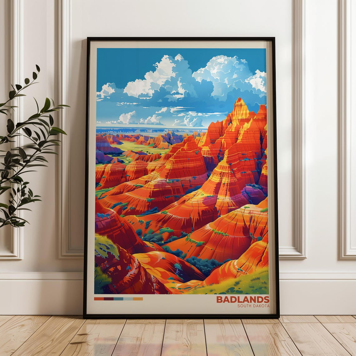 Badlands Travel Poster - South Dakota Wall Art Print, Illustration ...