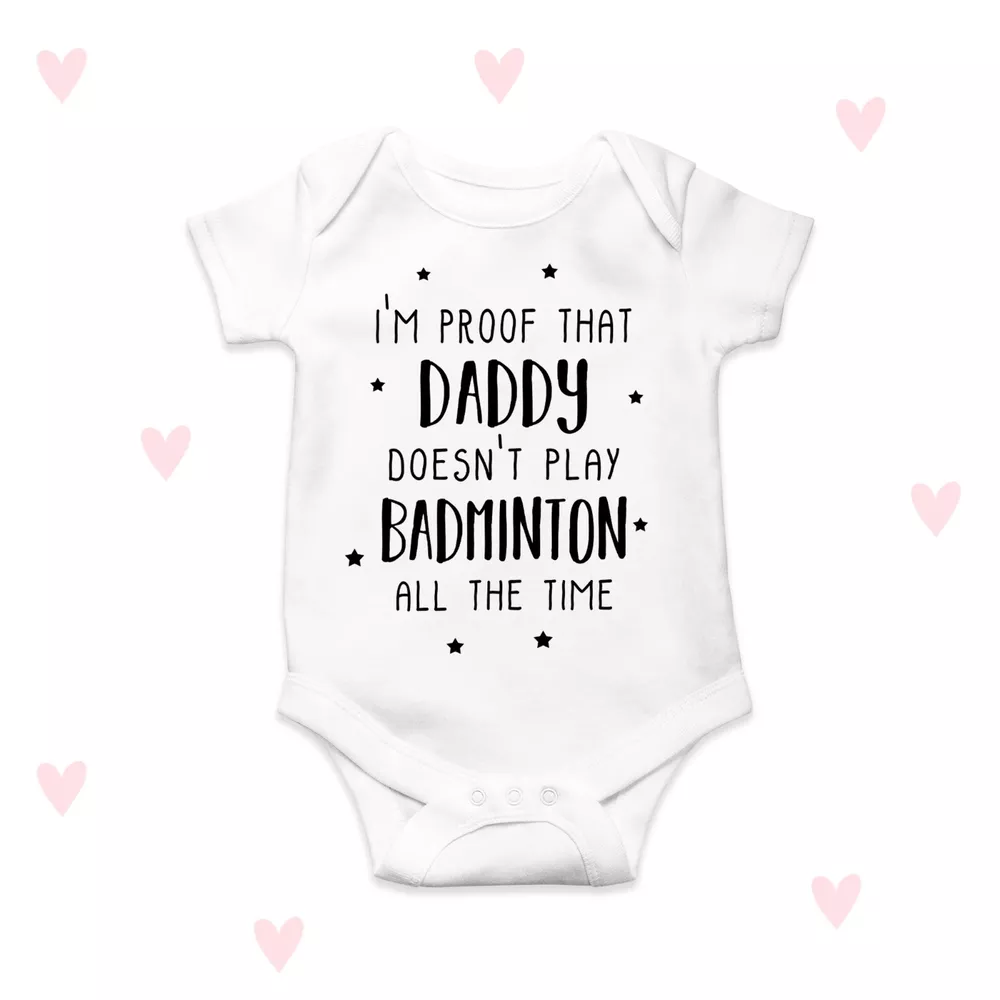 Badminton Dad Baby Grow Baby Announcement Boys Girls Funny Cute Baby ...
