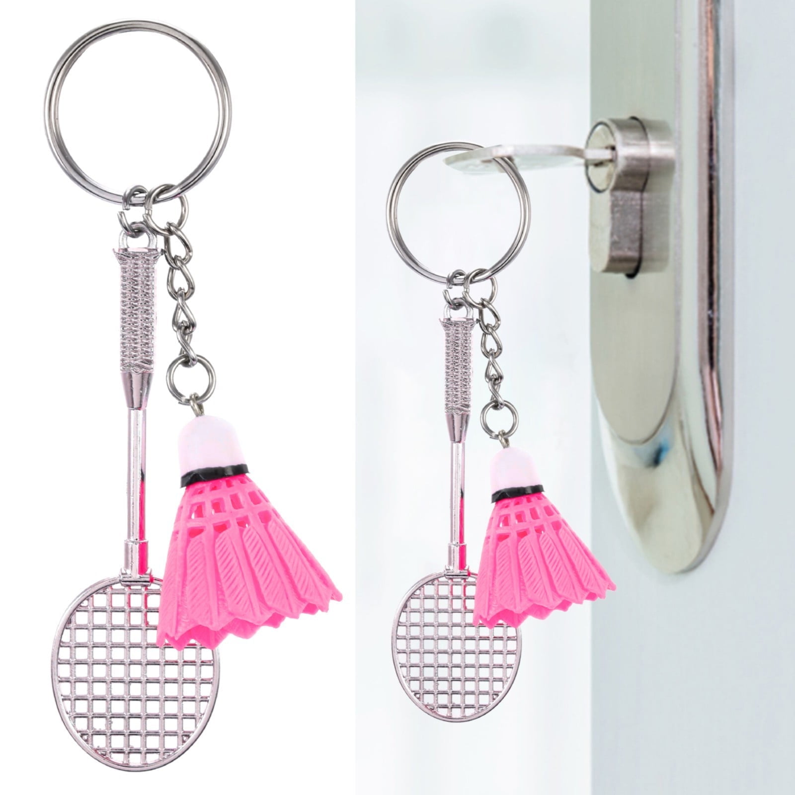 Badminton Keychain Metal Sports Charm Student Gift Bag Pendant ...