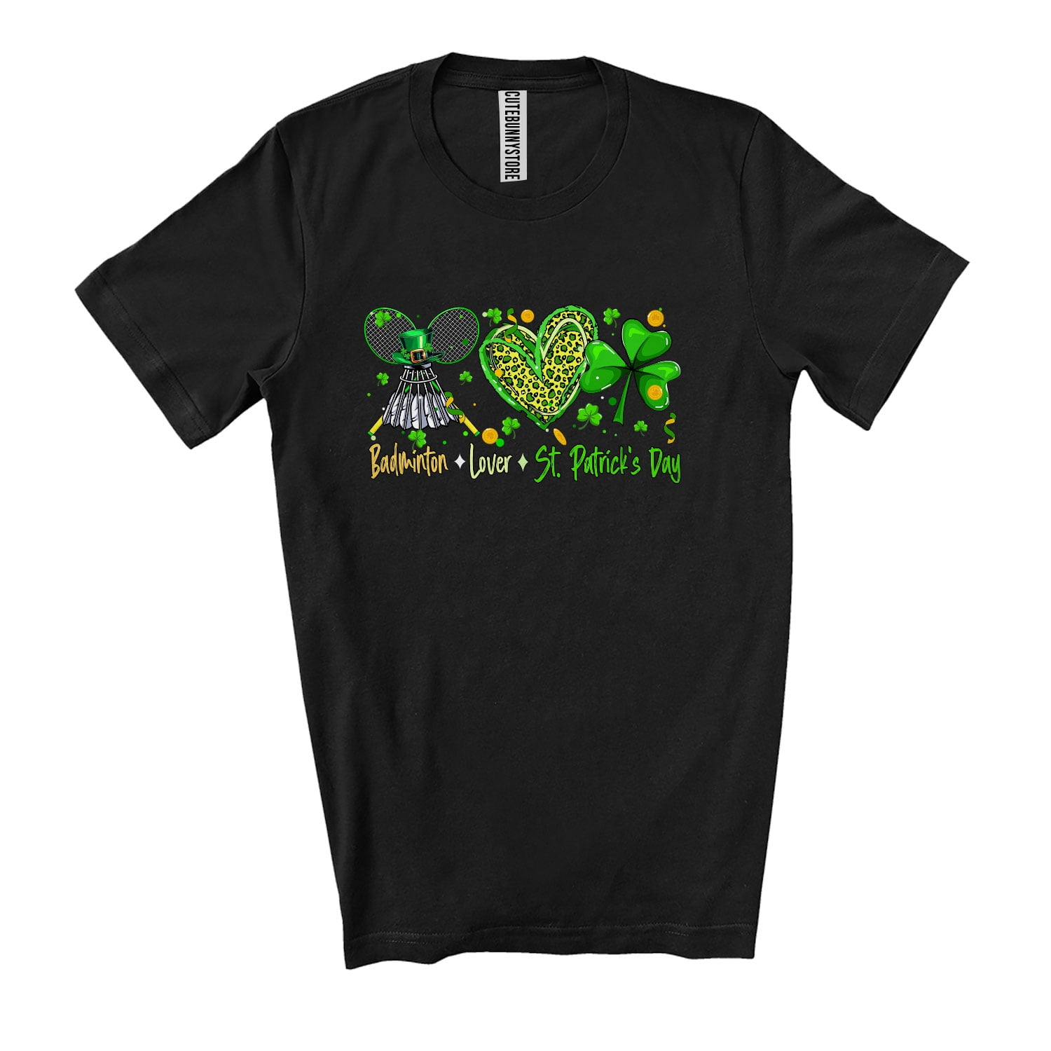 Badminton Lover St. Patrick's Day; Lovely Shamrock Leopard Heart Player ...