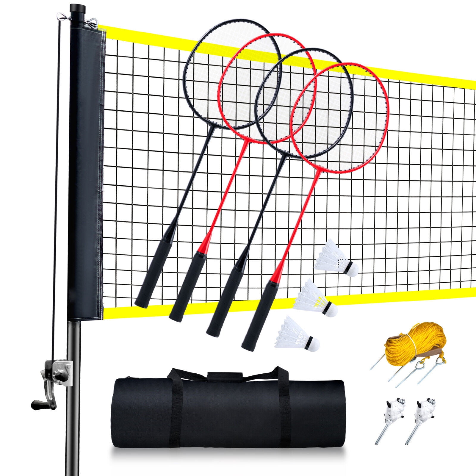 Badminton Net Set Outdoor Portable Badminton Net with Rackets Shuttlecocks - Walmart.com
