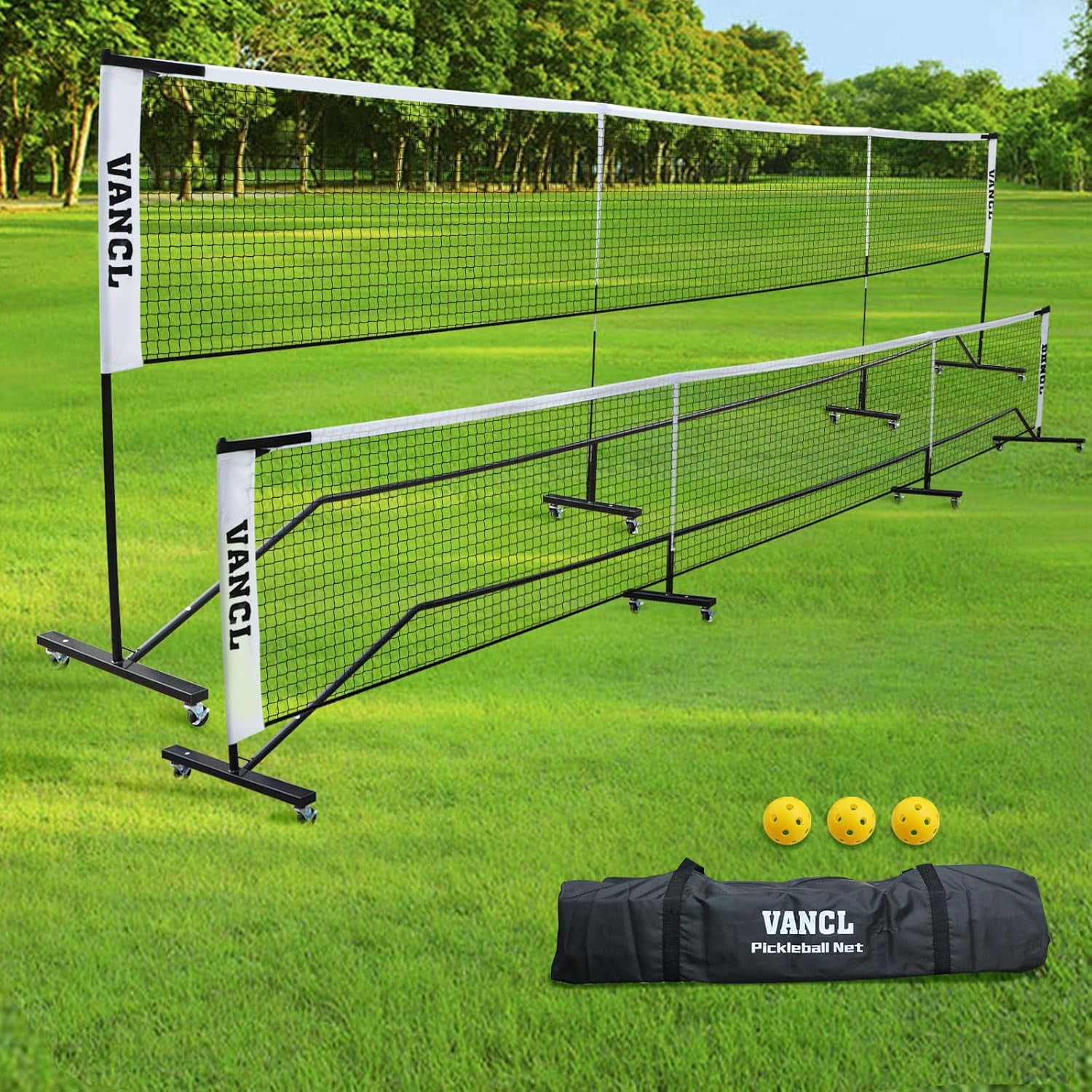 Badminton Pickleball Net with Wheels Movable, Deluxe Heavy Duty ...